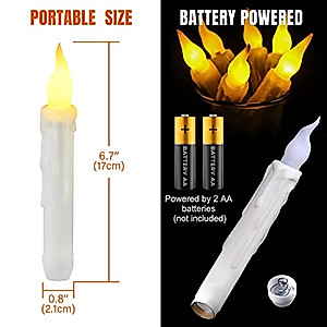 HAIDOLIANG 12 PCS Halloween Decorations Candles, 6.7" Floating LED Flameless Candles, Battery Operated Taper Candles, Harry Potter Candles Floating Terror Candles for Party Living Room Decorations