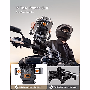 JOYROOM Aluminum Alloy Motorcycle Phone Mount with Vibration Dampener, Motorcycle Phone Holder for Motorcycle Harley Bike Bicycle Scooter ATV/UTV, Compatible with iPhone, Samsung, All Cell Phones