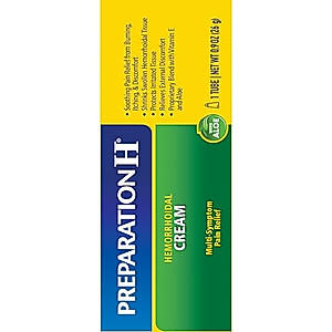 Preparation H Hemorrhoid Symptom Treatment Cream (0.9 Ounce Tube), Maximum Strength Multi-Symptom Pain Relief with Aloe