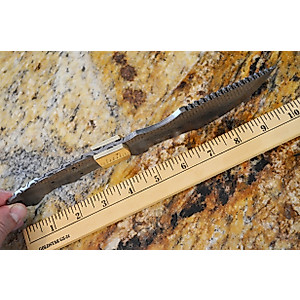 Whole Earth Supply Tracker Damascus Large Knife Blank +Brass Finger Guard for Custom Making Knives Blade Blades Blanks Hunting