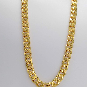 TUOKAY 18K Faux Gold Chain Necklace, 90s Punk Style Necklace Costume Jewelry, Hip Hop Turnover Chain Necklace, Stainless Steel (24 inches, 10mm)