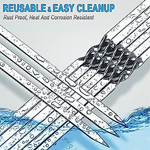 CenterZ 30 Pack Kebab Skewers, 15" Long Flat Stainless Steel BBQ Shish Kabob Skewers with Portable Metal Storage Tube, Reusable Meat Sticks Set for Grilling, Marshmallow, Vegetable, Shiskabob Barbecue