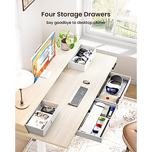 ErGear Standing Desk with Drawers, 55 x 30 Inches Height Adjustable Desk with Storage, Electric Sit Stand Desk, 4 Memory Preset Computer Home Office Desk with Cable Management Tray, Natural