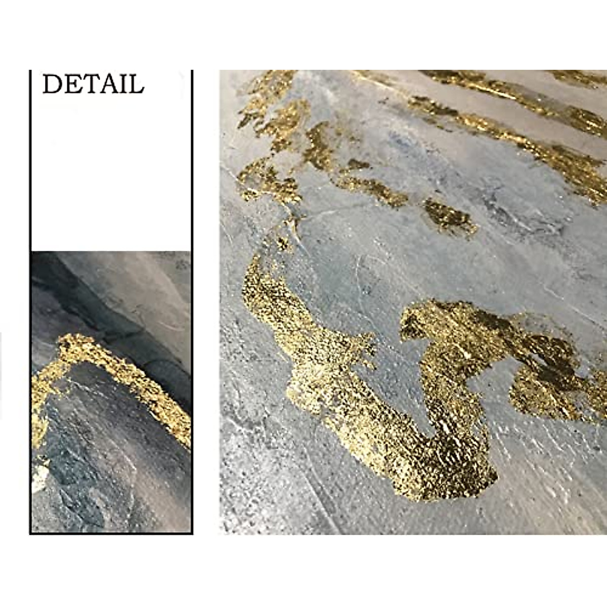 Blue and Gold Abstract Canvas Art Wall for Living Room-Framed Blue Mountain Oil Painting for Bedroom -Modern Landscape Wall Decor for Office,Kitchen Ready to Hang 20x40 inches