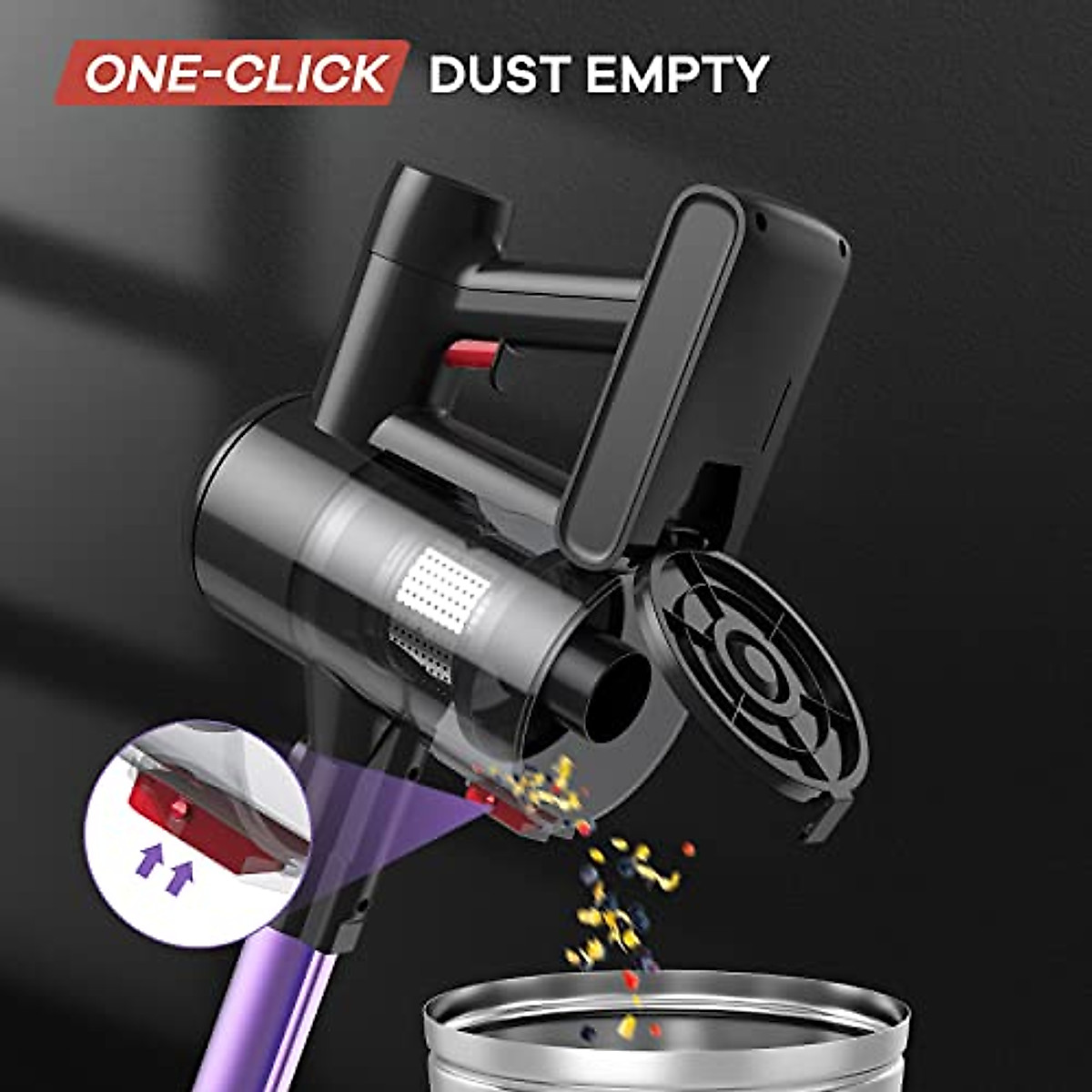 Ganiza Cordless Vacuum Cleaner, Stick Vacuum 28Kpa Powerful Suction Hi-Speed Brushless Motor Up to 45 Minutes Runtime, 6-in-1 V25 Lightweight Vacuum LED Headlight for Floor Carpet Pet Hair