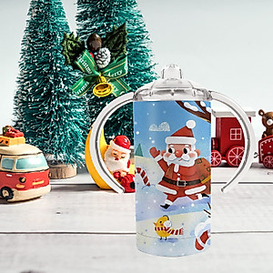 OKBA 6 Pack 12 OZ Sublimation White Blank Straight Sippy Cup，Toddler Insulated Stainless Steel Travel Mug Water Bottle with Handles for Kids and Children with Screw-ON LIDS