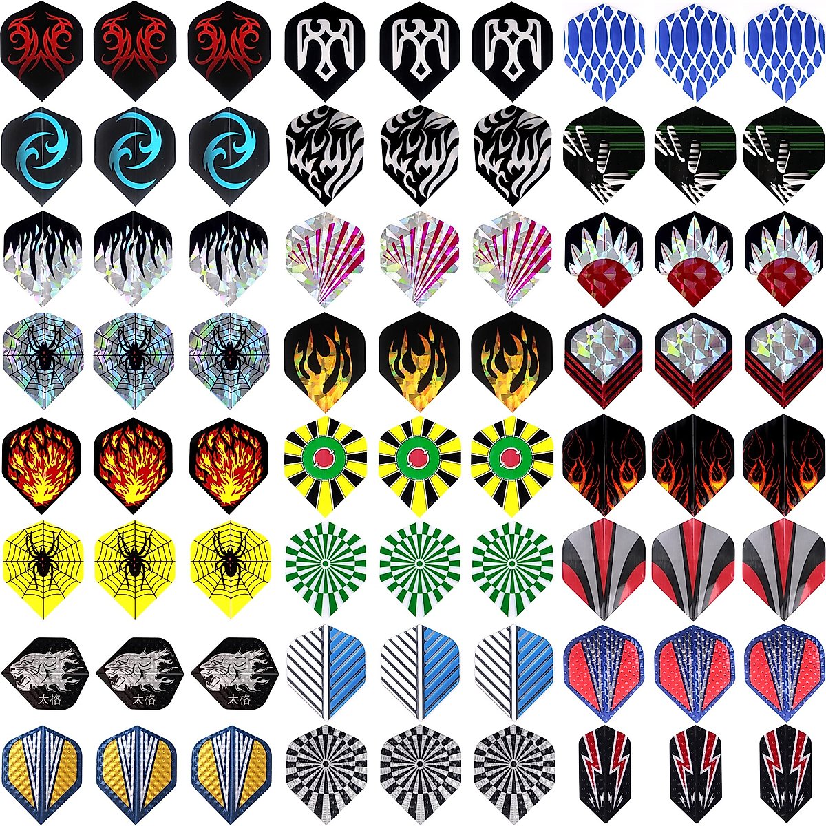 MaxMau Dart Flights,144 pcs Standard Shape Professional Flight Feather Replacement Tails Wing for Steel Tip and Soft Tip Darts