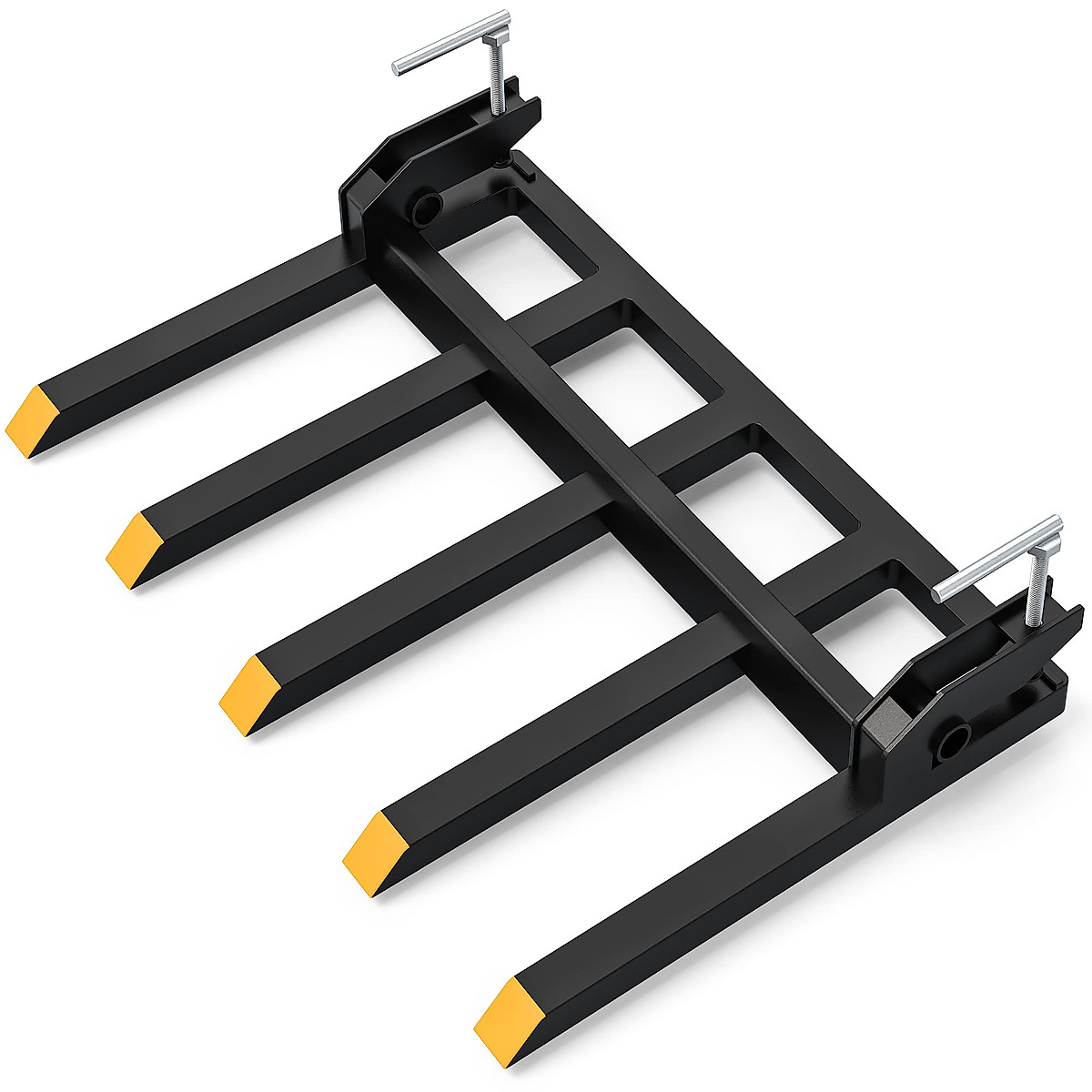 YINTATECH Clamp on Debris Forks to 48" Bucket, Heavy Duty Clamp-On Pallet Fork 2500 lbs Capacity Attachments Fit for Loader Bucket Skidsteer Tractor