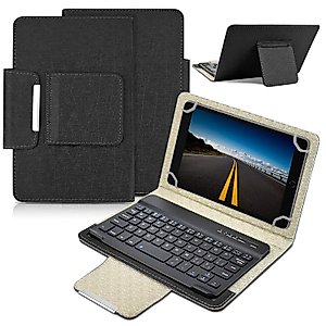 DETUOSI Universal 7.0 inch Android Tablet Case with Keyboard, Removable Wireless Bluetooth Keyboard + PU Leather Folio Book Cover + Stand, Travel Portable Sleeve for iOS/Android/Windows System Tablet