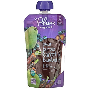 Plum Organics, Baby Food Blueberry Pear And Purple Carrot Organic, 4 Ounce