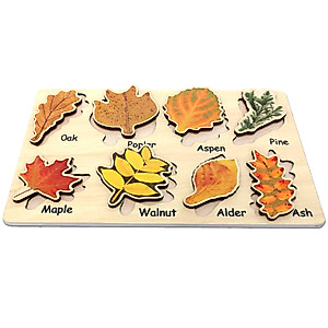 Leaf Wooden Jigsaw Puzzles Educational Learning Stem Toys Boys Girls Birthday Gift Colorful Shape