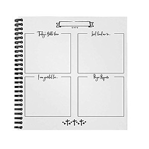 Softcover Pray 8.5" x 8.5" Religious Spiral Prayer Journal/Notebook, 120 Prayer Journal Pages, Durable Gloss Laminated Cover, Black Wire-o Spiral. Made in the USA