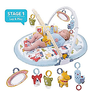 Yookidoo 3-in-1 Urban Baby Gym. Lay-to-Sit Up Play Mat with Tummy Time Pillow and Infant Toys. Easy Fold and Carry. 0-12 Month