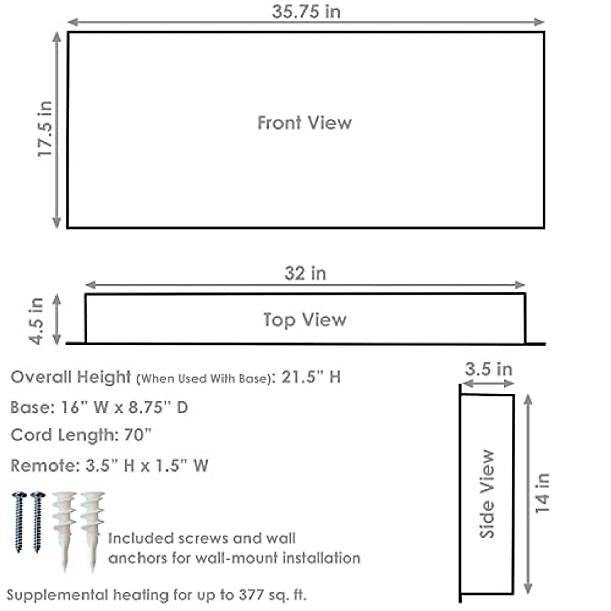 Sunnydaze 35.75-Inch Curved Face Indoor LED Electric Fireplace - Floating/Tabletop- 7 Flame Colors - Black Finish