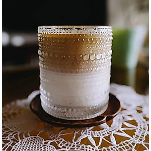 JPPSUJJ Cocktail Glasses 10 oz Hobnail Drinking Glasses Set of 6, Vintage Glassware, Textured Glass Cups Bubble Glasses Water Glasses Old Fashion Jupiter Glasses Set, Clear