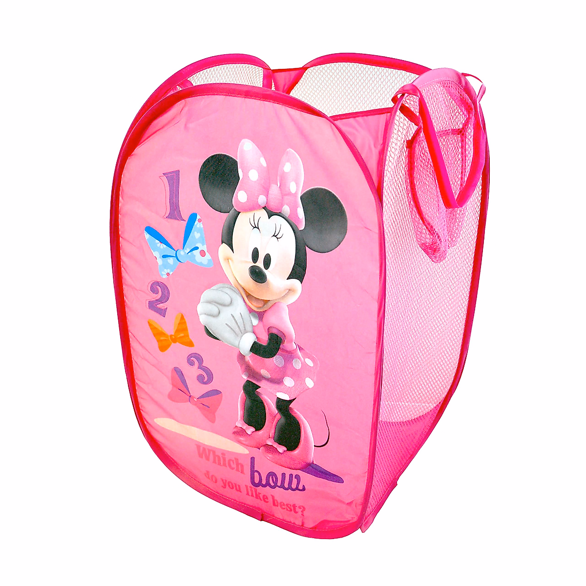 Disney Minnie Mouse Pop Up Hamper with Durable Carry Handles, 21" H x 13.5" W X 13.5" L