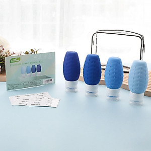 Travel Bottles for Toiletries, Tsa Approved 4oz Silicone Travel Containers Set Leak Proof Refillable BPA Free Travel Accessories with Clear Bag for Shampoo Conditioner Liquids