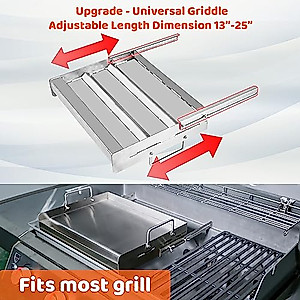 Uniflasy Universal 304 Stainless Steel Griddle Top for Gas Grill, Flat Top Plate 17" x13” for Weber Nexgrill Charbroil Kenmore Cuisinart, Dynaglo and Gas Stove/Charcoal Electric Grill,BBQ Griddle