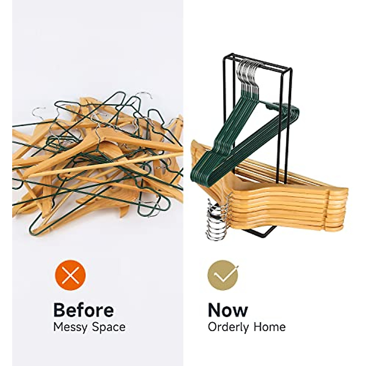 Hanger Organizer Stacker 2 Pack, Hanger Storage Stand Holds Up to 110 Wire Clothes Hangers for Closet Laundry Room, Metal Stand Hanger Holder Rack for Children Adults Clothes Hangers, Black