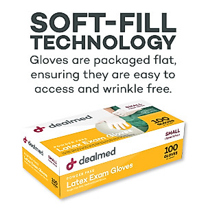 Dealmed Medical Exam Gloves – 100 Count, Cream Color, Small Latex Exam Gloves, Disposable, Professional Grade Latex Gloves, Multi-Purpose Use Medical Gloves for a First Aid Kit and Medical Facilities