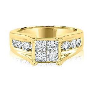 MOTIEL 1-1/2ct.Engagement Ring Set in 10K 14k 18K Yellow Gold Rose Gold White Gold Band Ring Brial Set Moissanite Wedding Anniversary Ring Valentine Jewerly Gift for Lovers, Adjustable Size 4-12