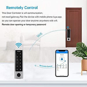 2.4G WiFi Access Control,125Khz EM Card Door Lock, Access Controler, IP67 Waterproof,Access Control System Kit,Touch Keypad Smart Lock Opener,1000 User,Tuya Mobile APP Remote Open (Door Bell Version)
