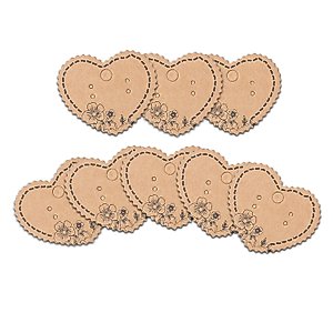 100 Pieces Heart Shape Earring Holder Cards Earring Display Cards Kraft Paper Tags for Ear Studs Display 1.96"x1.6" (Brown)