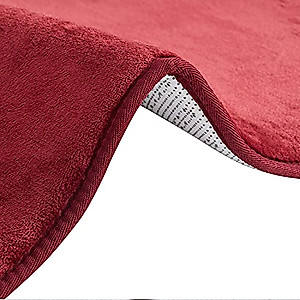 Sweet Home Collection Bathroom Rugs Memory Foam Bath or Shower Mat Slip Resistant Extra Absorbent Soft Fluffy Non Skid Rectangle, 20" x 24" Contour, Burgundy Red (Pack of 12)