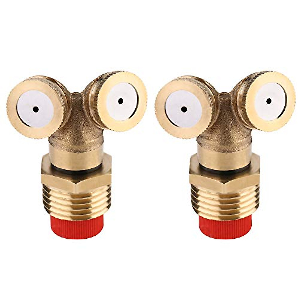2pcs Brass Spray Misting Nozzle, Double Nozzle Spray Agricultural Garden Sprinkler Irrigation Sprayer for Washers Cleaner Gun