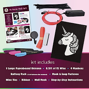 DOODLE HOG Decor for Girls Room - Neon Unicorn Arts and Crafts for Wall Art - Kids Arts and Crafts Ages 8-12 - NeonArt Wall Unicorn Room Decor for Girls Bedroom (Neon Wall Unicorn Art)