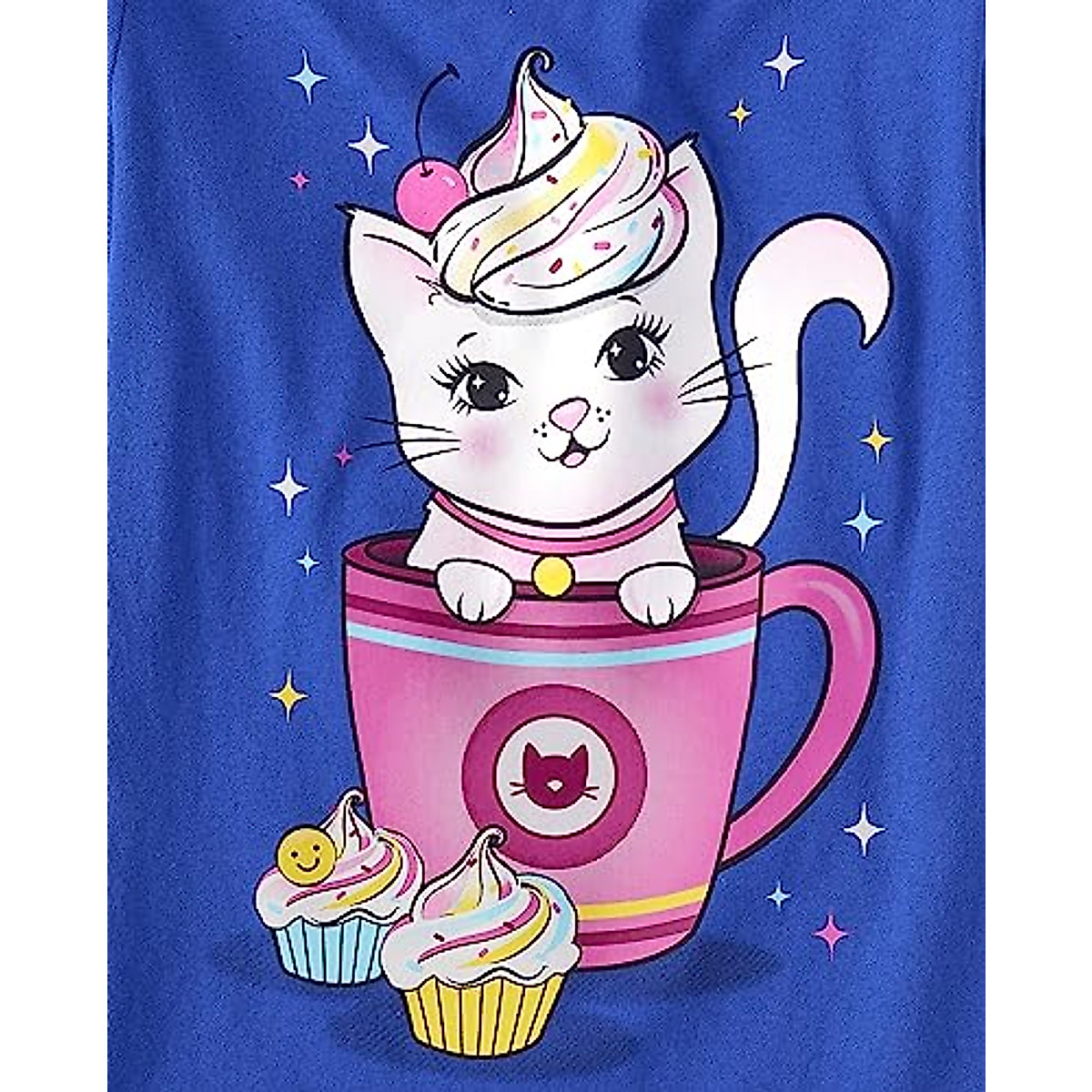 The Children's Place Girls Assorted Everyday Long Sleeve Graphic T-Shirts Cool Cobalt Cat XX-Large