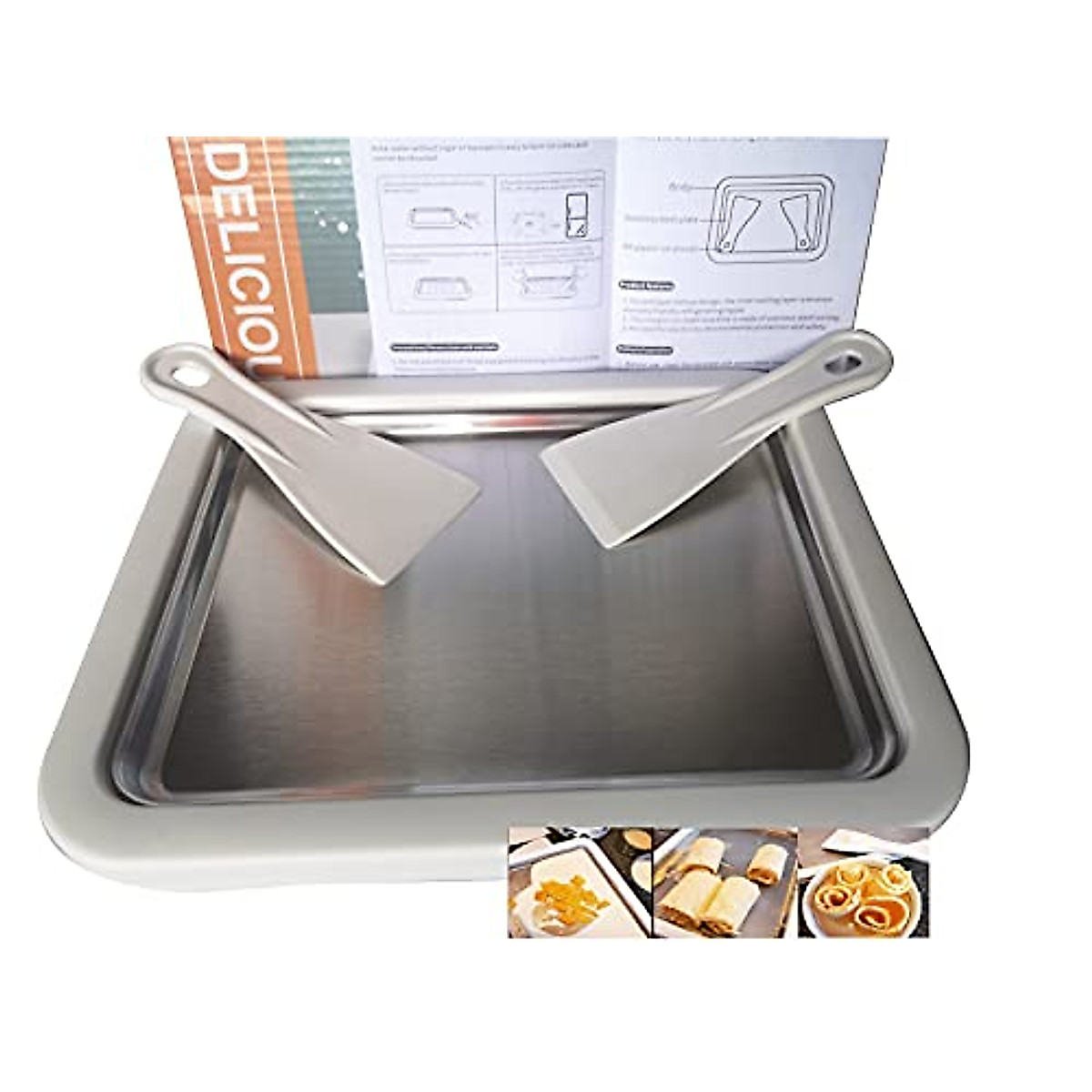 ice cream maker for kids Duomid rolled ice cream maker machine,with 2shovels,homemade rolled ice cream,frozen yogurt machine,instant gelato pan/roll,sorbetmachine,gelato maker,plate freezer bowl,parent-child interactive DIY ice cream maker gift