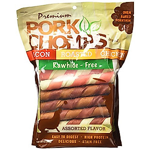 Pork Chomps Baked Pork Skin Dog Chews, 6-inch Twists, Assorted Flavors, 24 Count