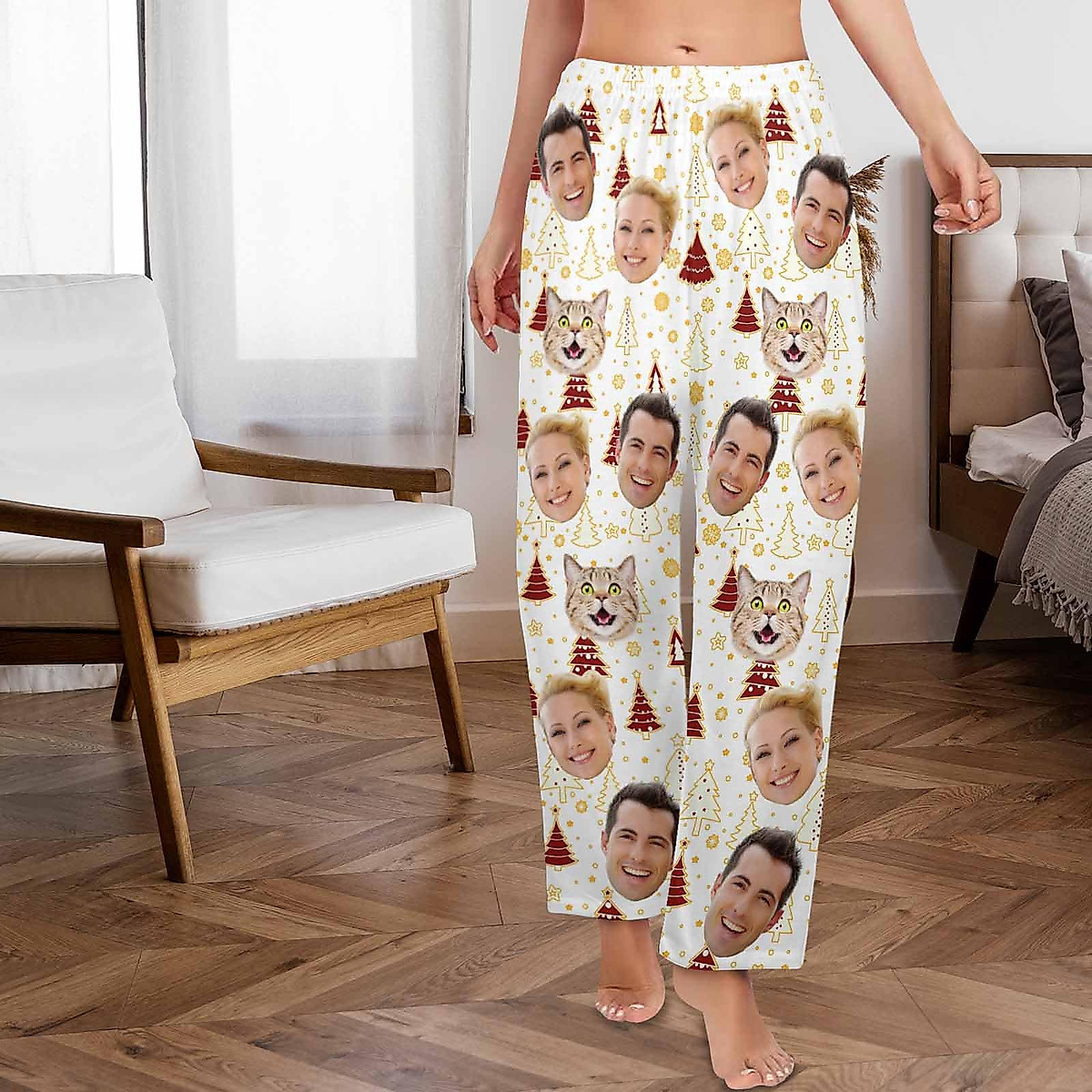 Personalized Face Photo Pajamas for Men Women Custom Christmas Face Pajama Pants Sleepwear Bottoms for Christmas Birthday