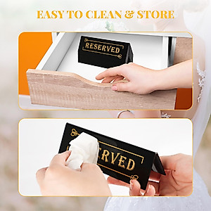 Clonivent 12 PCS Reserved Table Signs, Acrylic Black Reserve Sign for Wedding, Waterproof Double-Sided Reserved Seating Signs for Restaurant Party & Private Events (Black)