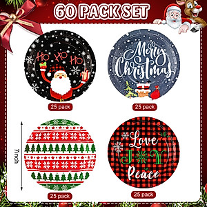 Sunnyray 100 Pack Christmas Paper Plates Christmas Party Plates 9 Inch, Plaid Disposable Dinner favors for Xmas Holiday Party Supplies