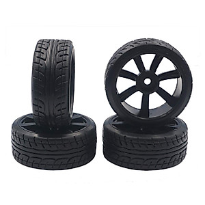 4Pcs ShareGoo OD62mm Hard Plastic RC Drift Car Tires & Wheel Rims 12mm Hex Tyre Compatible with Traxxas HSP Tamiya HPI Kyosho 1/10 Drift Drifting RC Car
