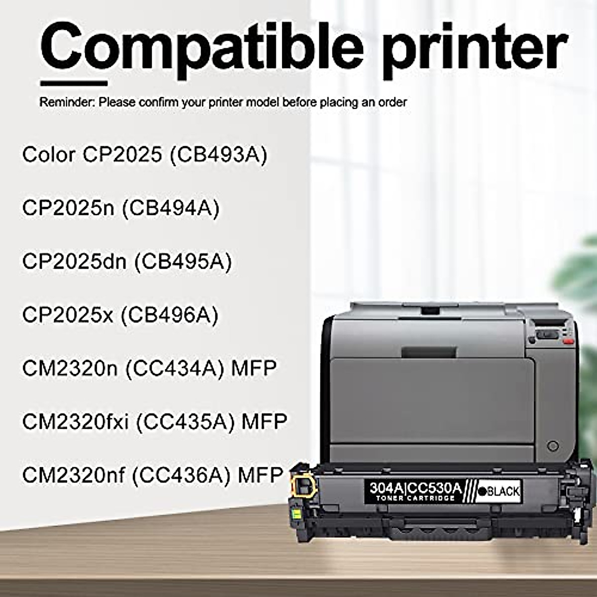 Compatible 304A CC530A/CC531A/CC533A/CC532A Remanufactured Toner Cartridge Replacement for HP Color CP2025 CP2025n CP2025dn CP2025x CM2320n MFP Printer (1Black+1Cyan+1Magenta+1Yellow)