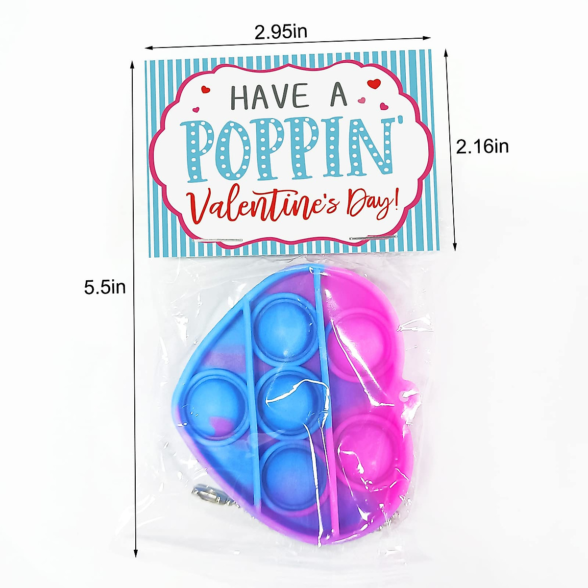 Valentines Day Gifts for Kids - Valentines Day Cards for Kids - Set of 24 Pop Heart Fidget Toys Bulk - Valentine Exchange Cards for Toddlers Girls Boys School Classroom Party Favors Age 3 Year and Up