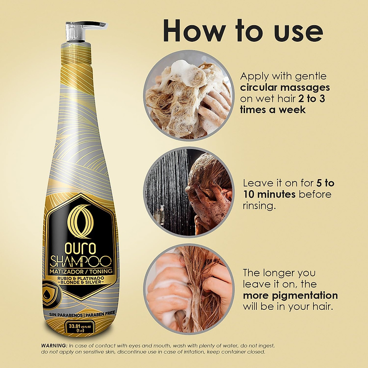 OURO Purple Shampoo for Blonde & Platinum Hair - Neutralizes Yellow & Orange Tones, Revitalizes Color, Nourishes Without Damage, Ashy Silver Effect, Enhances Gray Hair. (33.81oz)