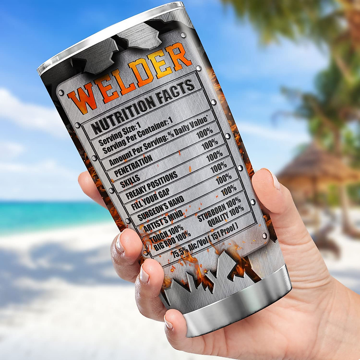 KOIXA Welder Nutrition Facts Stainless Steel Tumbler With Lid 20 Oz Funny Welder Gift Ideas Insulated Coffee Travel Cup Skull Themed Things For Welders Cool Welding Gifts For Dad