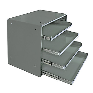 Durham 310B-95 Heavy Duty Prime Cold-Rolled Steel Triple Track Bearing Slide Rack, 4 Compartments, 12-1/2" Length x 20" Width x 15" Height, Gray Powder Coat Finish