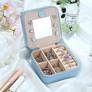 Parima Gifts for Mom from Daughter, Mothers Day Gifts for Mom Travel Jewelry Case Travel Jewelry Boxes for Women Mom Gifts Birthday Gifts for Mom Women Travel Gifts for Women - Letter K, Sky Blue