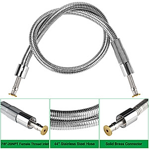 TCEUMIK 44&#039;&#039; Commercial Faucet Sprayer Hose Pre Rinse Hose Replacement Kit for Most Commercial Kitchen Sink Faucets Stainless Steel Flexible Hose Dishwasher Spray Hose Parts Brass Structure