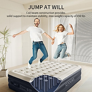SENNOUL Air Mattress Queen with Built in Pump - Upgraded Blow Up Bed, 2 Mins Quick Self Inflatable with Double Air chamber, 16"/650lbs Max, All Night No Lost Air, for Camping,Home,Portable Travel