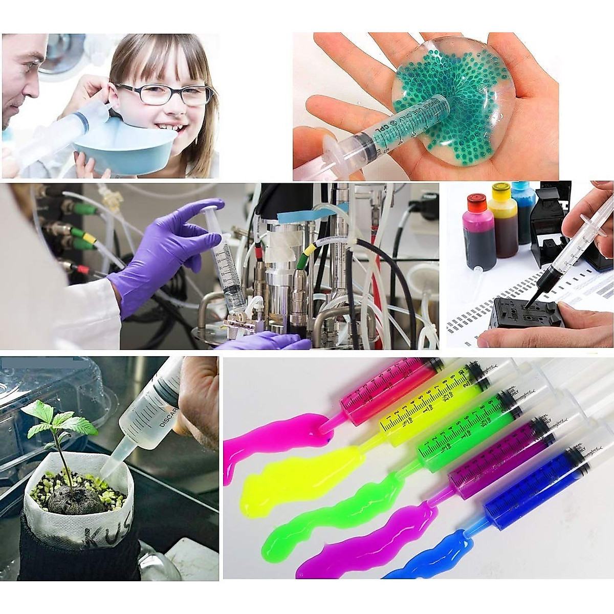 5Pack 60ml Syringe Measuring Plastic Syringe with Catheter Tip for Scientific Labs, Liquid Measuring & Dispensing, Pets Feeding, Plant Watering