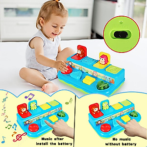 Montessori Pop Up Animal Educational Toys for 1 Year Old Cause and Effect Baby Infant Toys 6-12-18 Months Learning Musical Interactive Sensory Toy for Boy Girl Toddler Age 0-2 1-3 Easter Birthday Gift