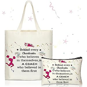 Paterr 2 Pack Cheer Bags for Cheerleaders Cheerleading Gifts Canvas Tote Bag for Women Teams Goodie Stuffers Party Supplies(White)