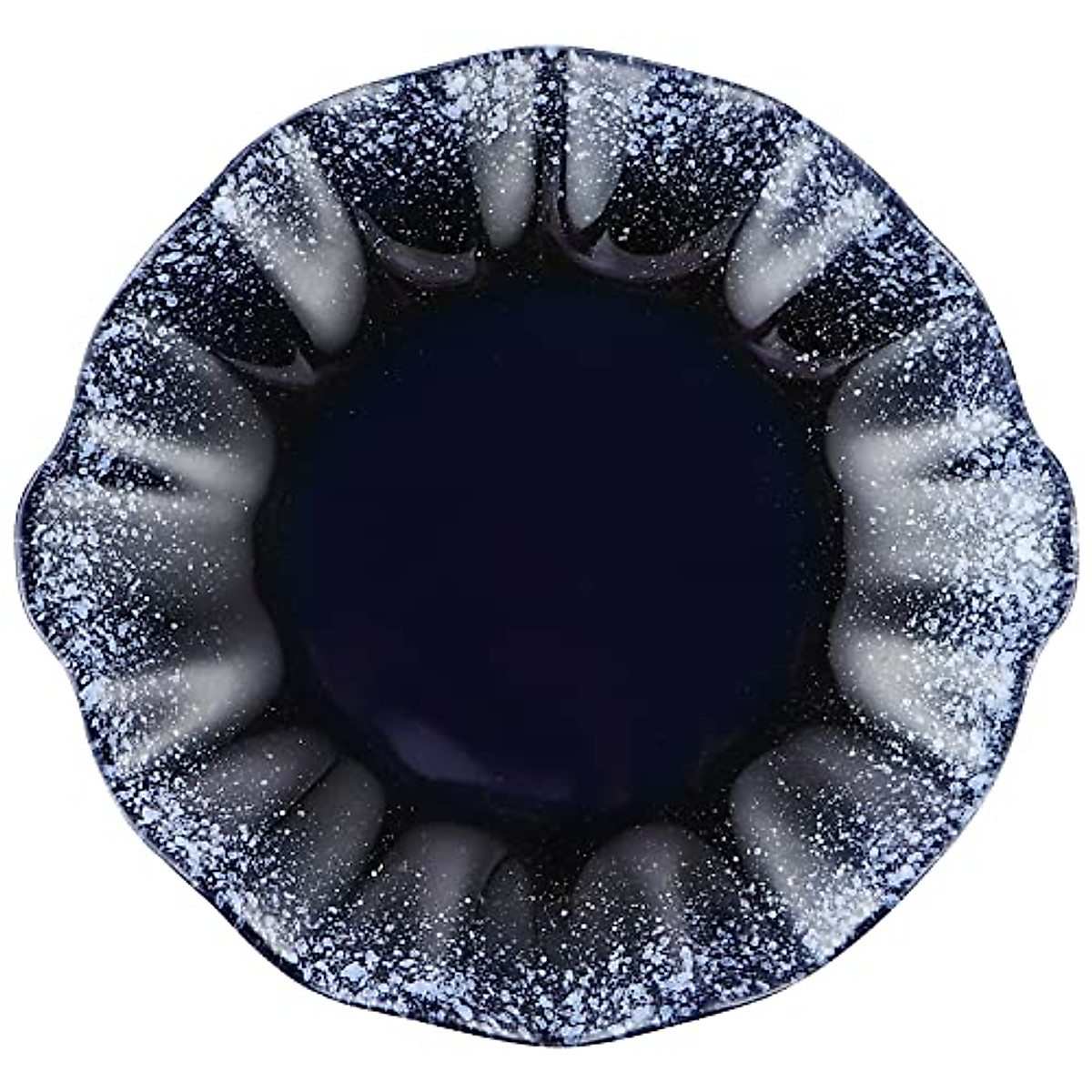 Sanbege Ceramic Decorative Dish, 10" Centerpiece Decor Tray, Jewelry Holder Plate with Ruffle Edge for Entryway, Kitchen, Bedroom, Living Room Decoration (Blue)