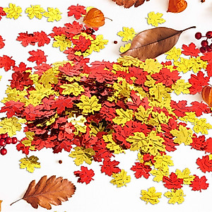 20 mm Thanksgiving Confetti Fall Confetti Maple Leaf Autumn Table Scatter Foil Confetti for Halloween, Christmas, Wedding Throwing Confetti Table Decoration, 4 Packs, 60 g